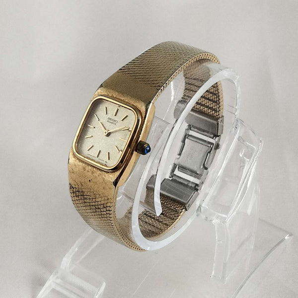 Seiko Quartz Watch, Square Dial, Gold Tone, Mesh Strap - I Like Mikes Mid Century Modern