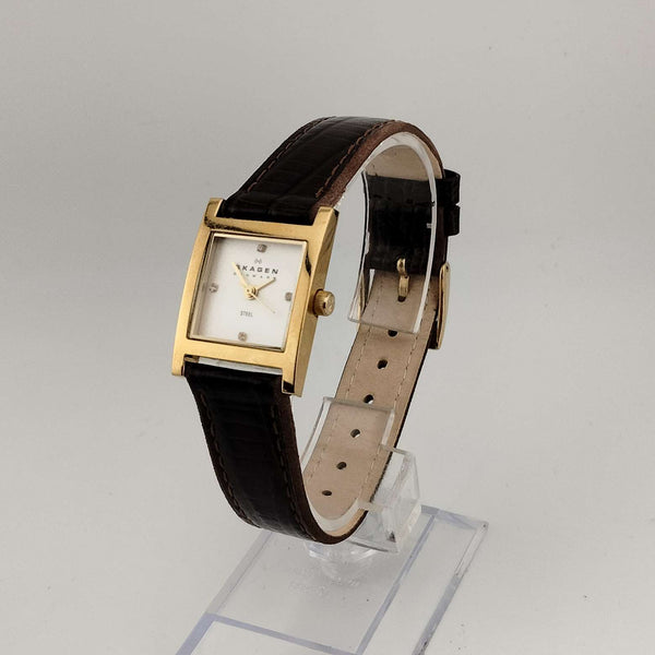 Skagen Unisex Gold Tone Watch, White Square Dial, Jewel Details, Genui - I Like Mikes Mid ...