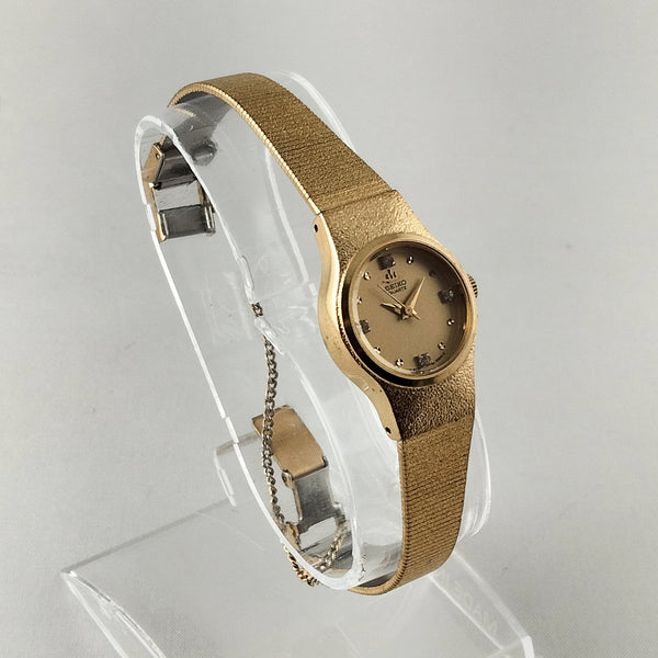 Seiko Women's All Gold Tone Watch, Gem Hour Markers - I Like Mikes Mid Century Modern