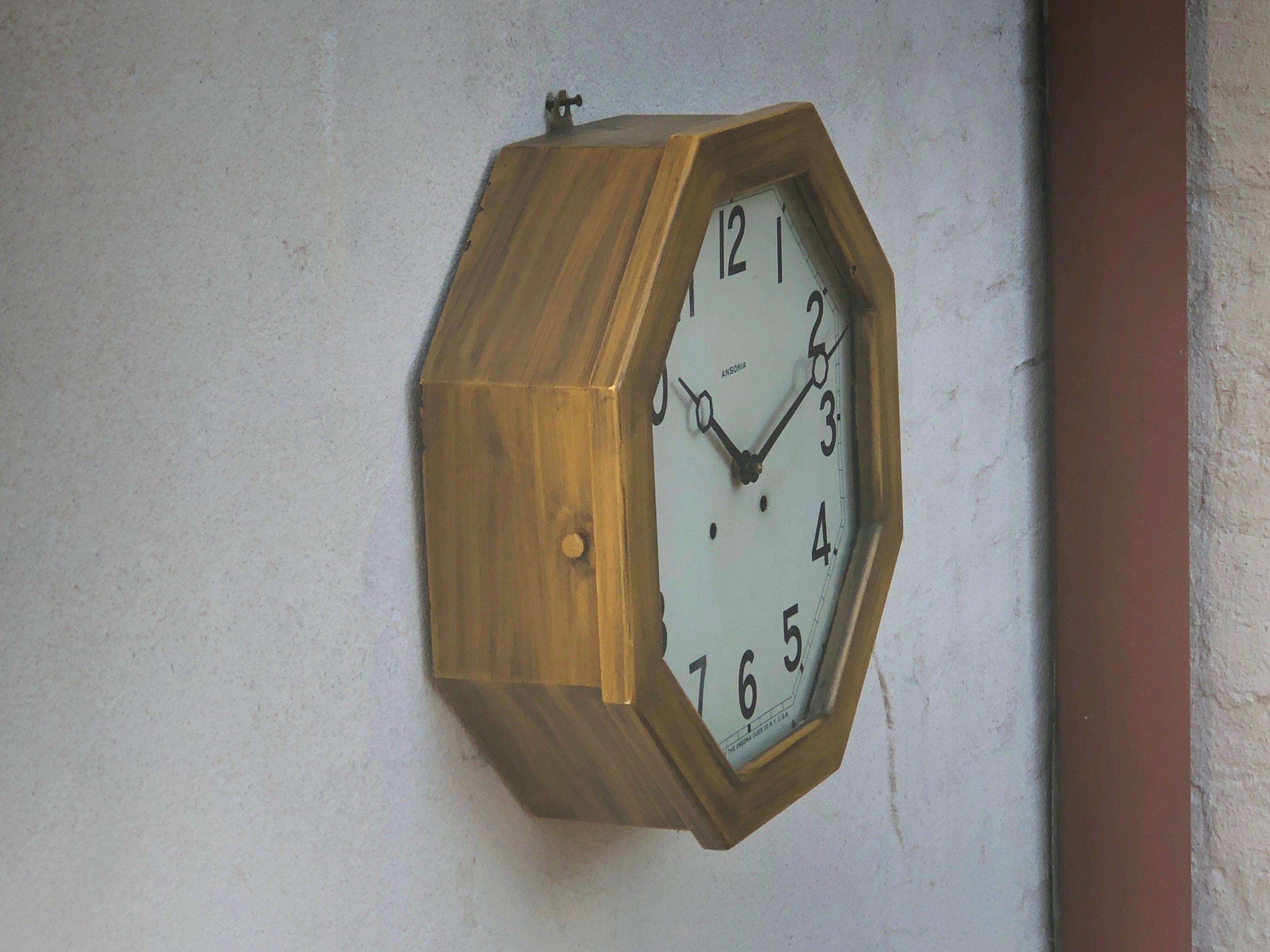 Large Ansonia Octagon Wall Clock, New Quartz Movement with Original Ha ...