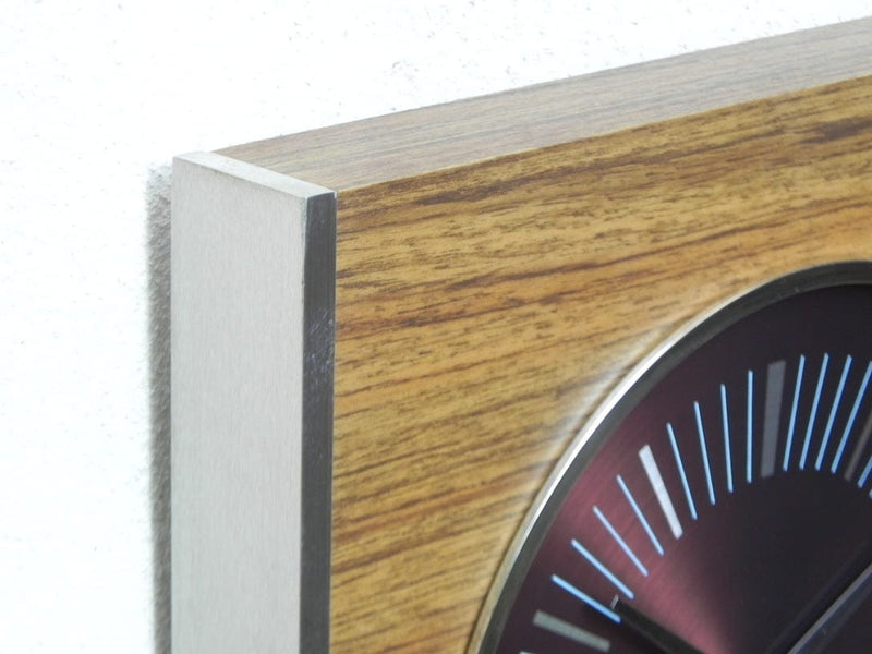Large Mid-Century Modern Wooden Wall Clock with Chrome by Sunbeam - I ...