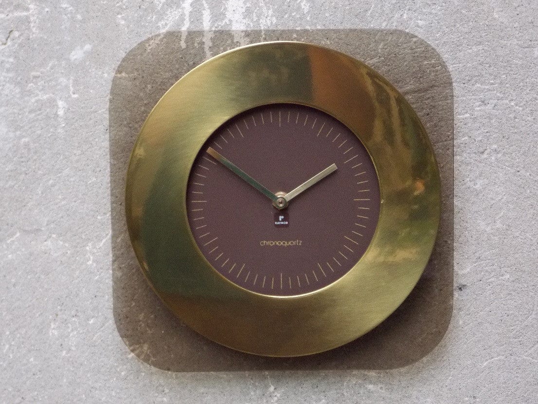 Raymor Lucite & Brass Wall Clock Chronoquartz - I Like Mikes Mid ...