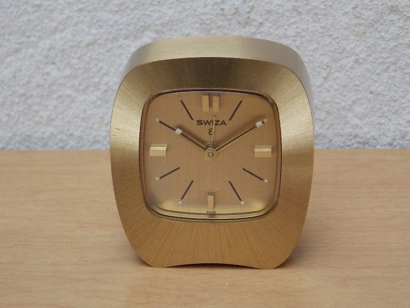 Small Swiza 8-Day Small Brass Wind Up Clock - I Like Mikes Mid Century ...