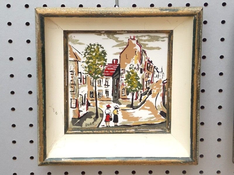 Pair Framed Ceramic Tile Village Scenes - Hand Painted - I Like Mikes ...