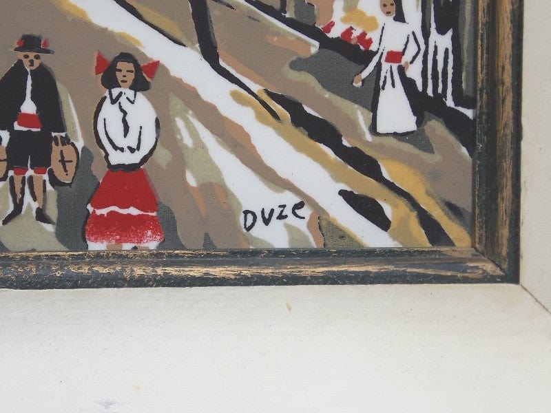 Pair Framed Ceramic Tile Village Scenes - Hand Painted - I Like Mikes ...