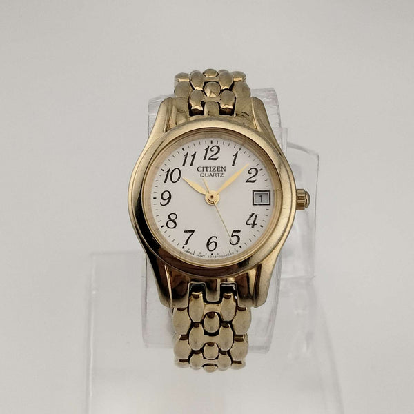 Citizen Women's Petite Gold Tone Watch, Round White Dial, Date Window ...