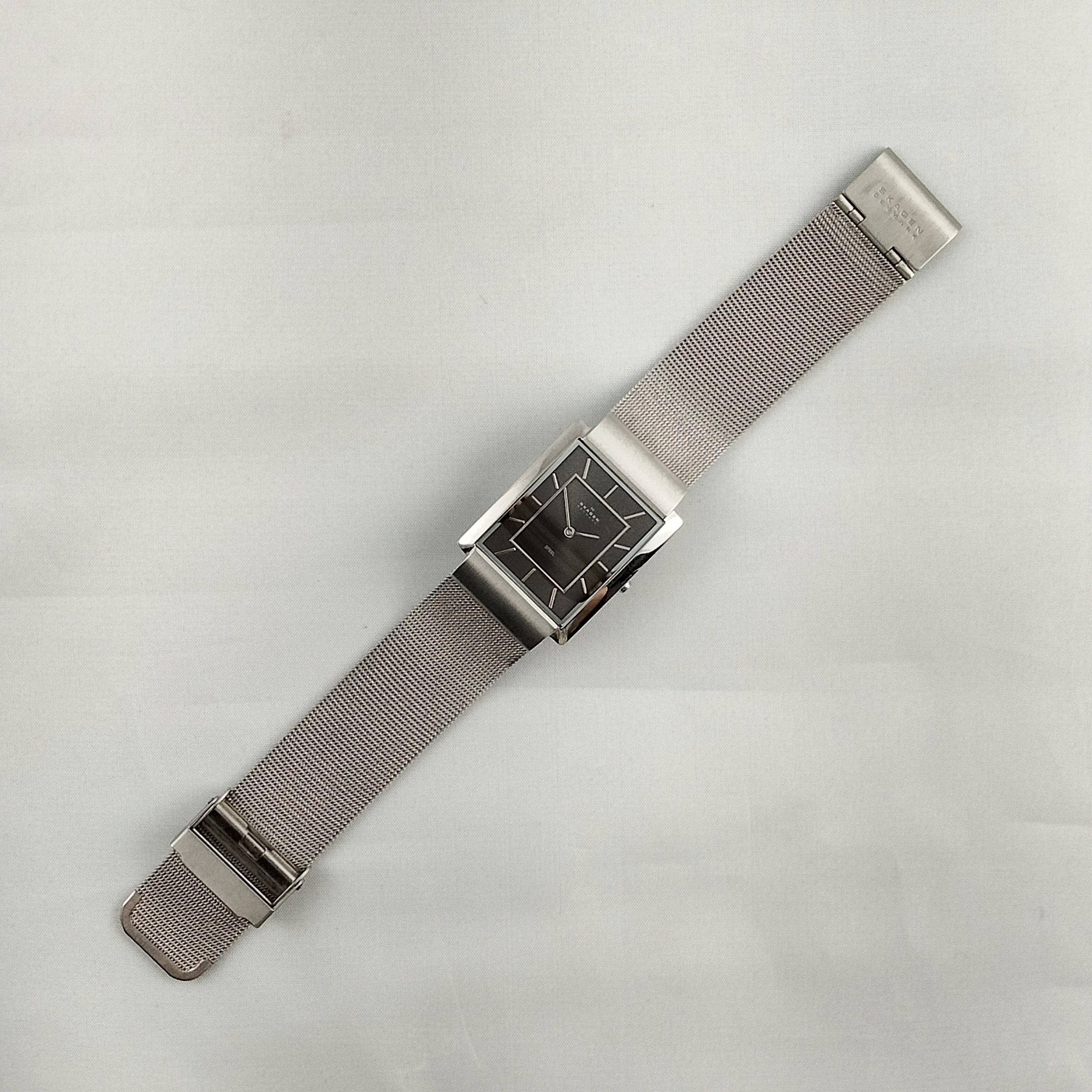 Skagen Men's Stainless Steel Watch, Dark Gray Rectangular Dial, Mesh S - I Like Mikes Mid ...