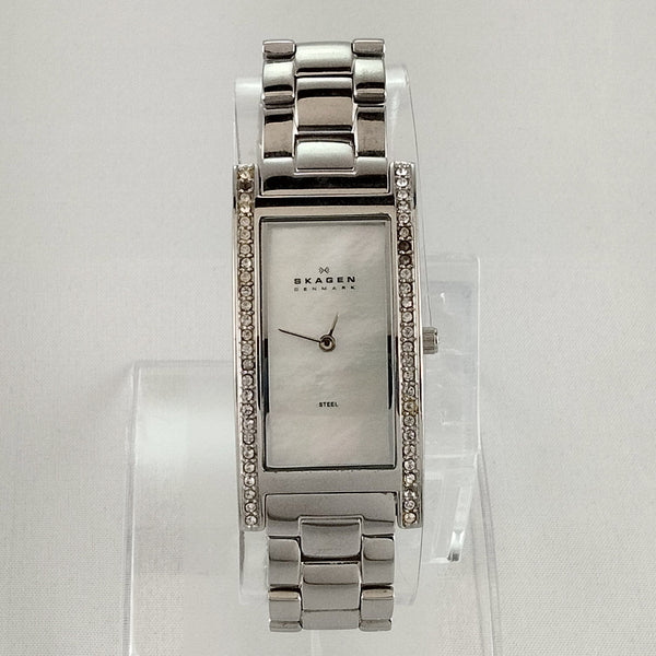Skagen Women's Stainless Steel Watch, Mother of Pearl Rectangular Dial - I Like Mikes Mid ...